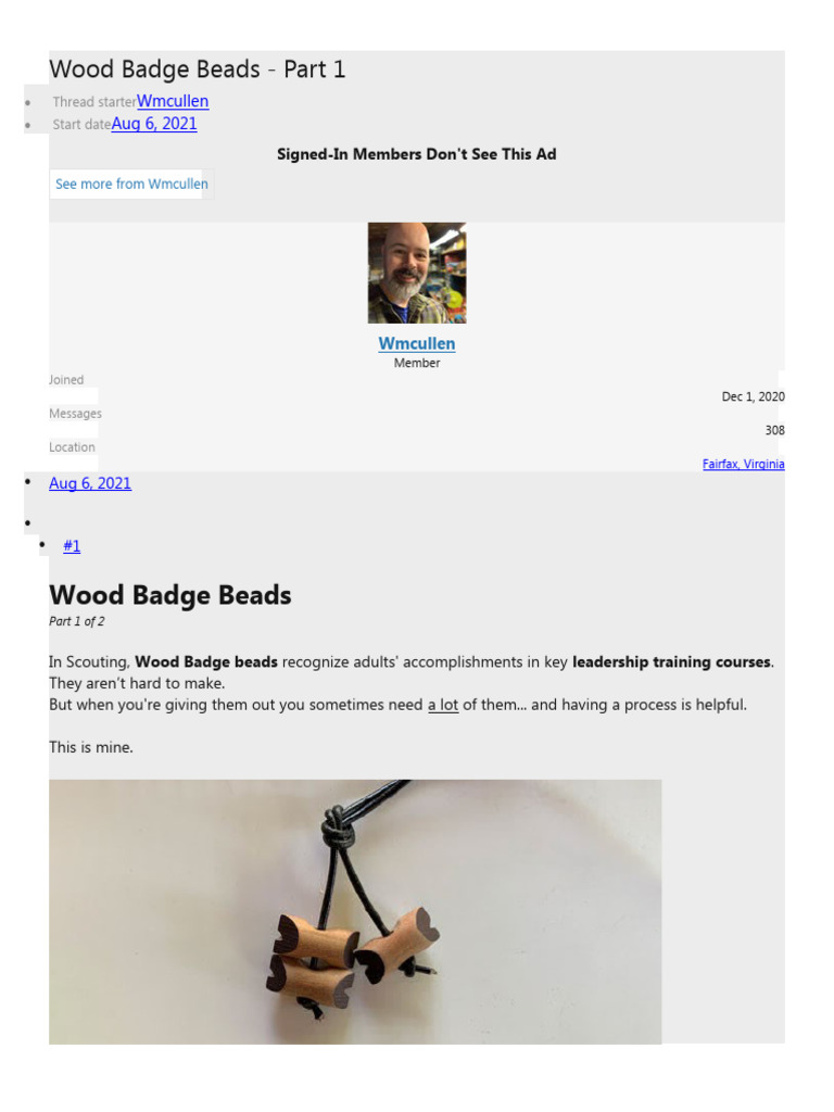 Crafting Wood Badge Beads Guide | PDF | Drill | Bead