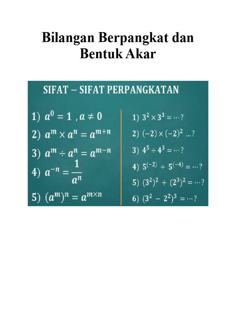 Bilangan Berpangkat Dan Bentuk Akar | PDF