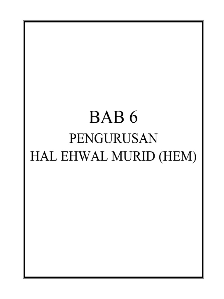 Bab 6 - Pengurusan Hal Ehwal Murid | PDF