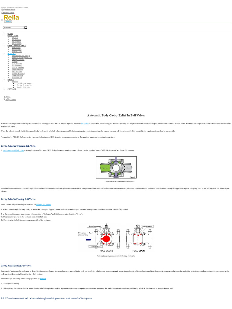 Cavity Relief in Ball Valves | PDF | Valve | Physical Sciences