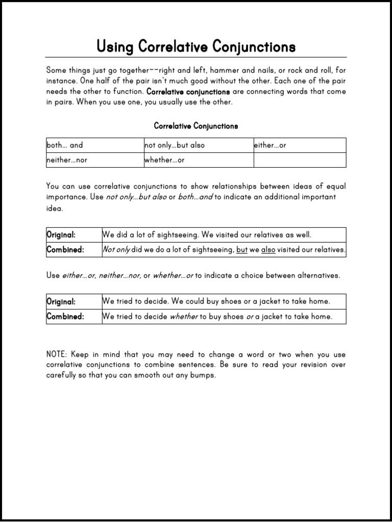 Correlative Conjunctions | PDF
