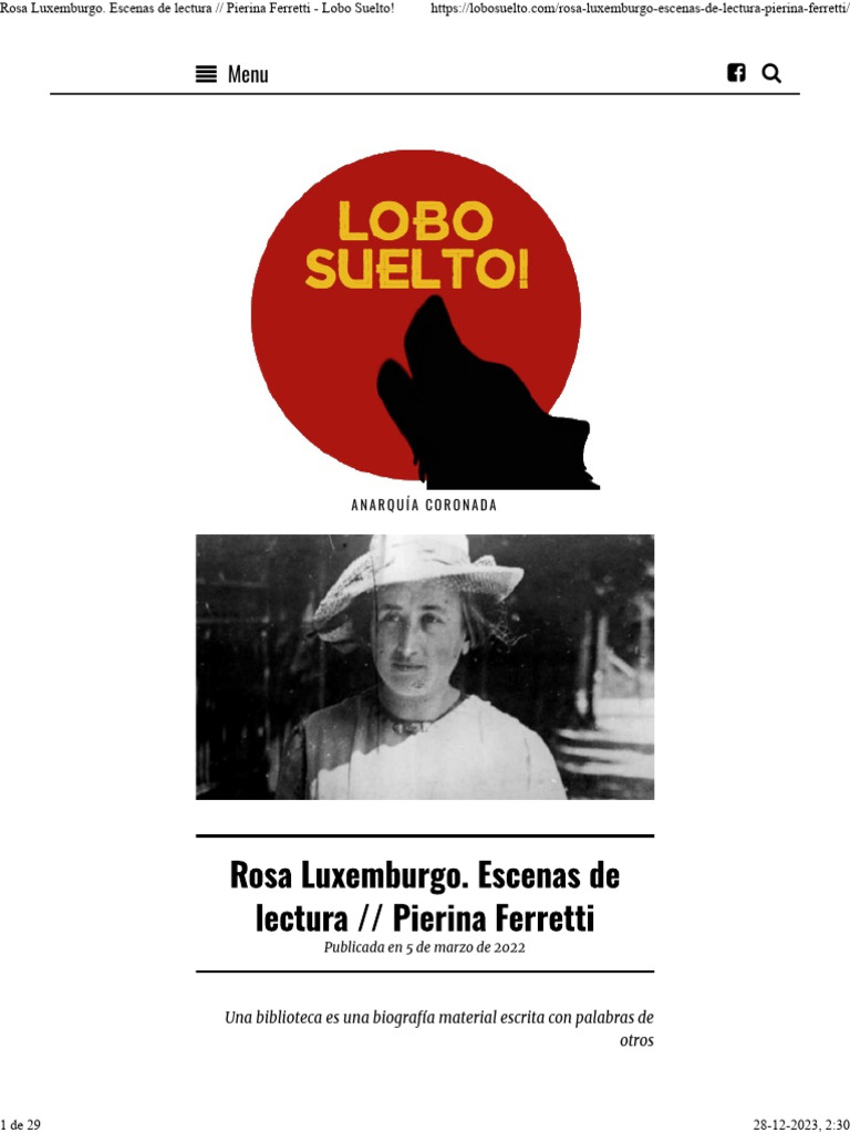 Rosa Luxemburgo. Escenas de Lectura - Pierina Ferretti - Lobo Suelto ...