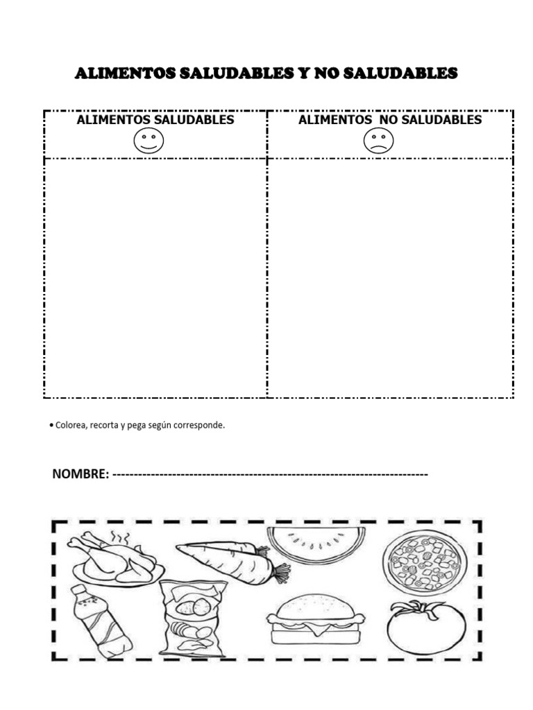 Alimentos Saludables y No Saludables | PDF