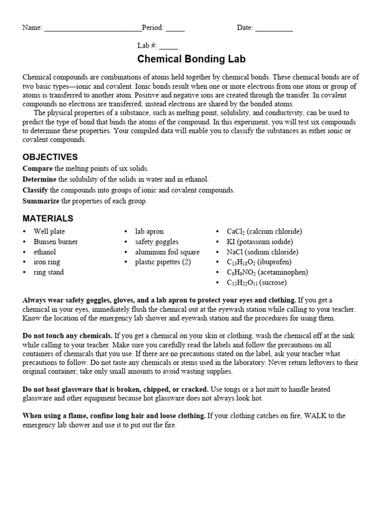 PACKET 4 - Chemical Bonding Lab | PDF
