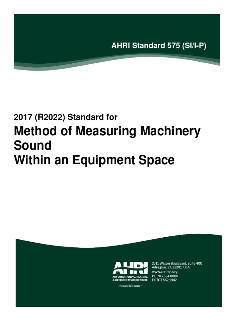 AHRI Standard 575 2017 R2022 | PDF | Pump | Decibel