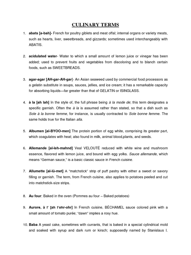 1282 Culinary Terms Sem 1 | PDF | French Cuisine | Ketchup