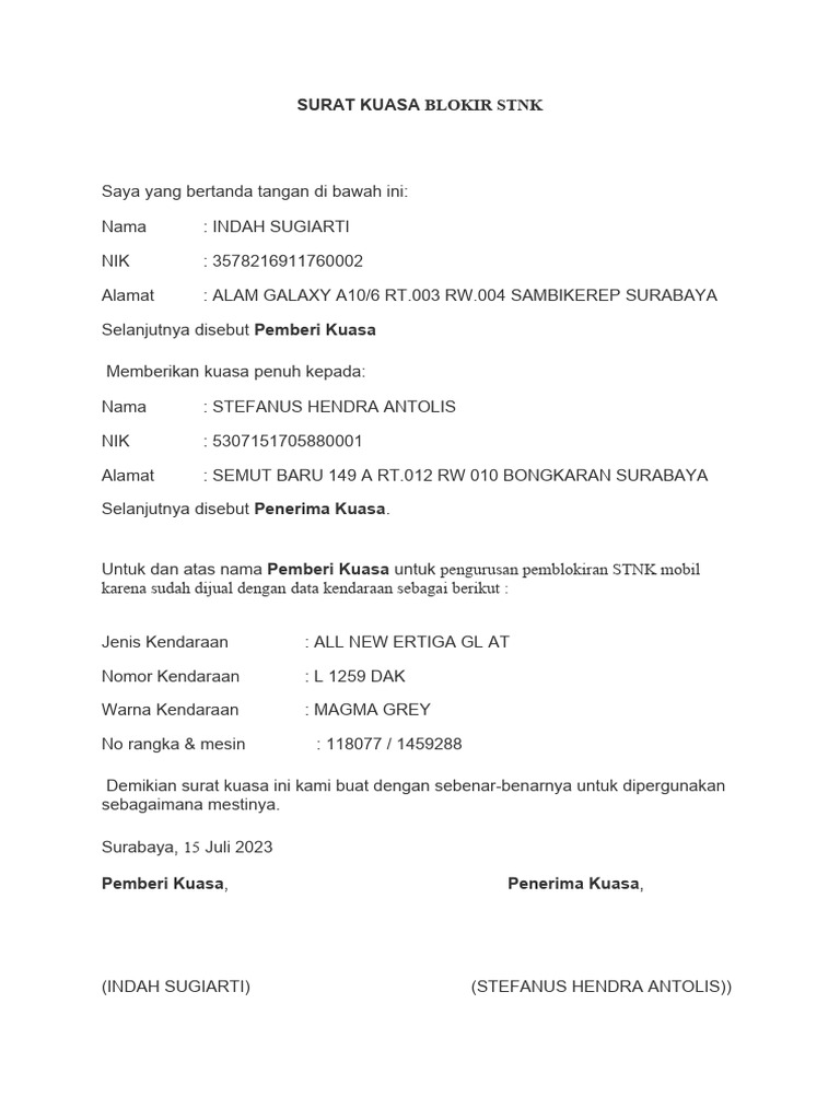 Surat-Kuasa-Blokir STNK | PDF