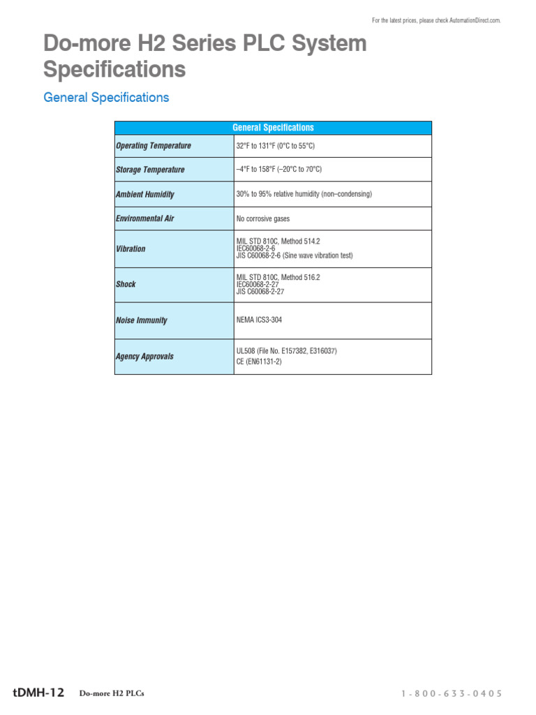 Do-more H2 PLC System Specs | PDF