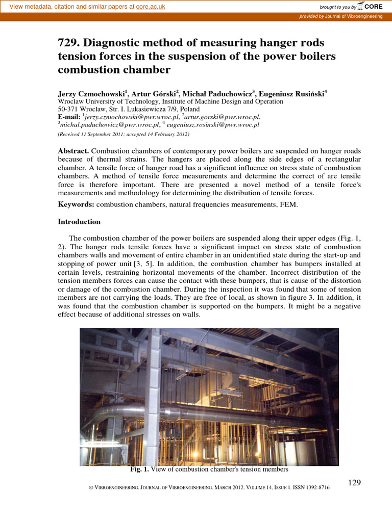 Diagnostic Method of Measuring Hanger Rods Tension Forces in The ...