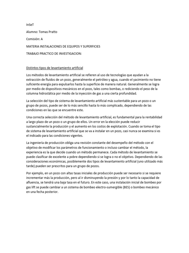 Cuando Un Pozo Deja de Tener Un Flujo Natural Dada | PDF