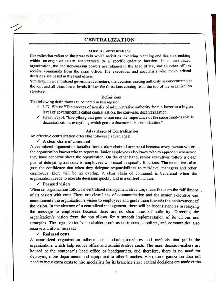 Centralization in Public Administration | PDF