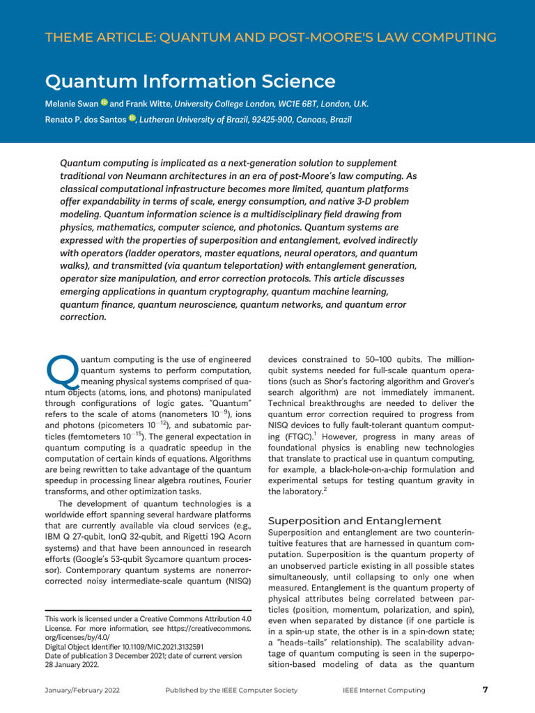 Quantum Information Science | PDF | Quantum Mechanics | Partial ... Quantum Information Science | PDF | Quantum Mechanics | Partial ...