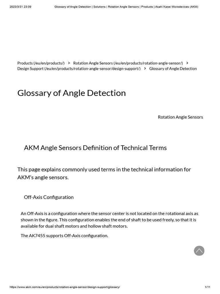 Glossary of Angle Detection - Solutions - Rotation Angle Sensors | PDF