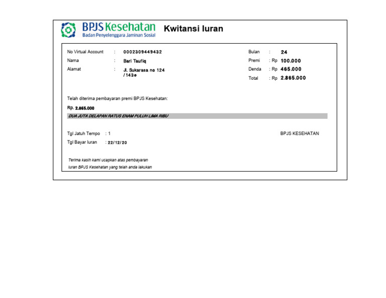 Dokumen - Tips - Bpjs Kesehatan Kwitansi Iuran | PDF | Pengelolaan ...