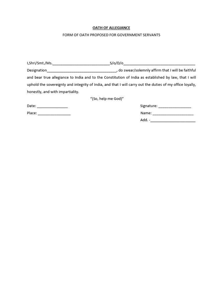 Oath Form | PDF