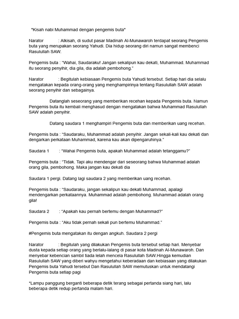 Pengemis Buta dan Kasih Sayang Rasulullah | PDF