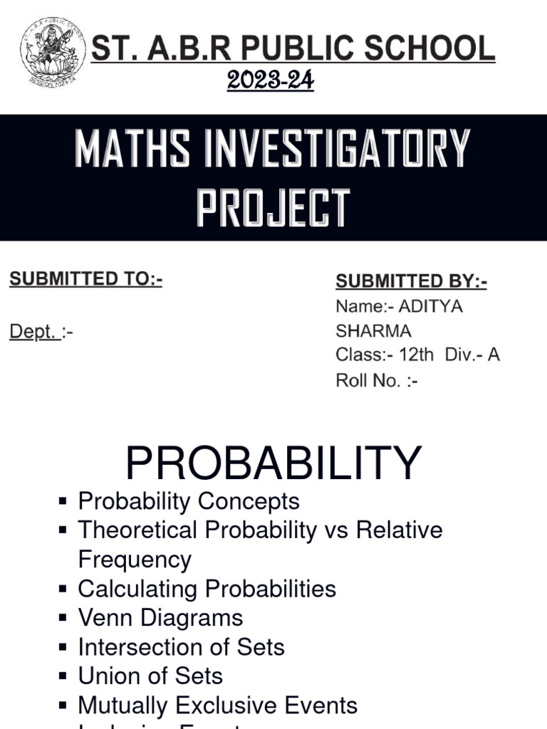 Probablity Maths Investigatory Project Class 12 | PDF