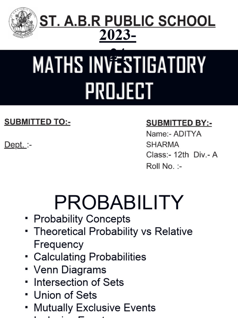 Probablity Maths Investigatory Project Class 12 | PDF | Probability ...