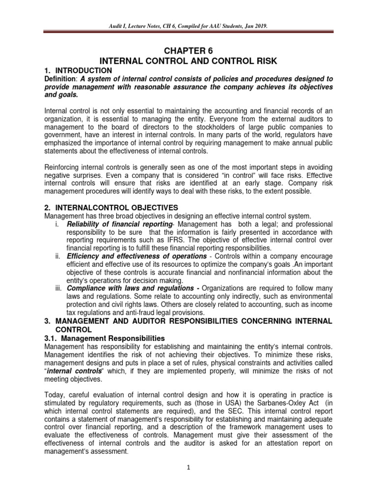 Audit Chapter 6 | PDF | Internal Control | Audit