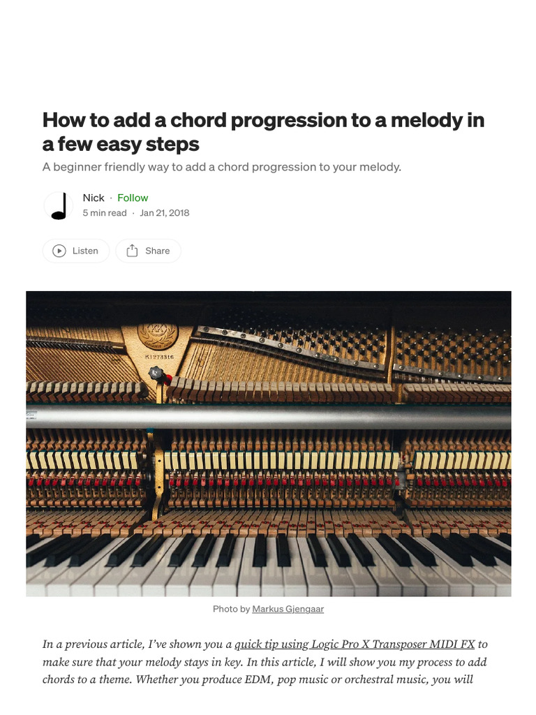 Adding Chord Progressions to Melodies | PDF | Chord (Music) | Music Theory