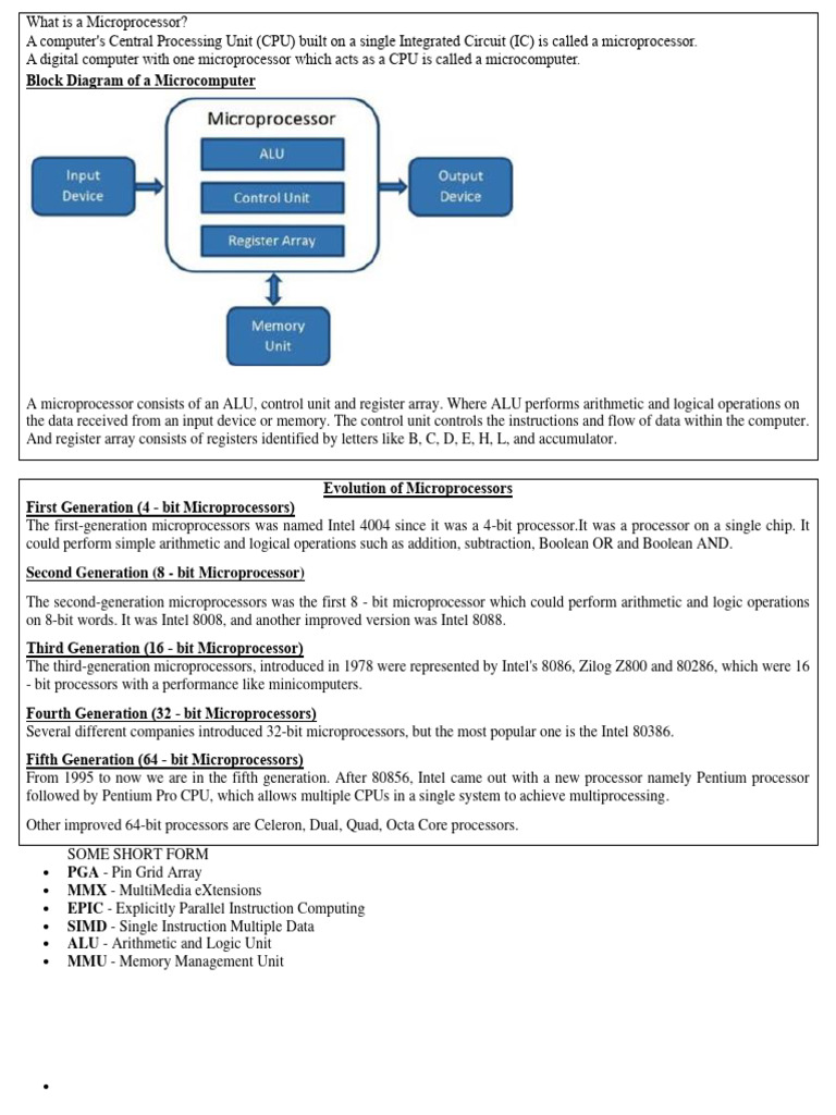 Microprocessor FINAL | PDF | Central Processing Unit | Microprocessor Microprocessor FINAL | PDF | Central Processing Unit | Microprocessor