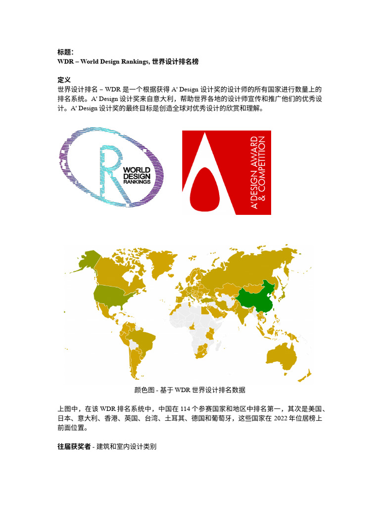 Summary of World Design Ranking System | PDF