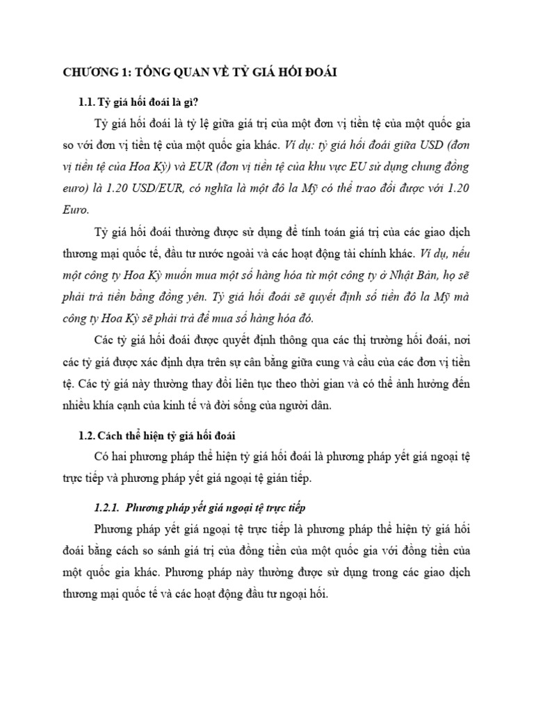 Chương 1. Định nghĩa tỷ giá | PDF