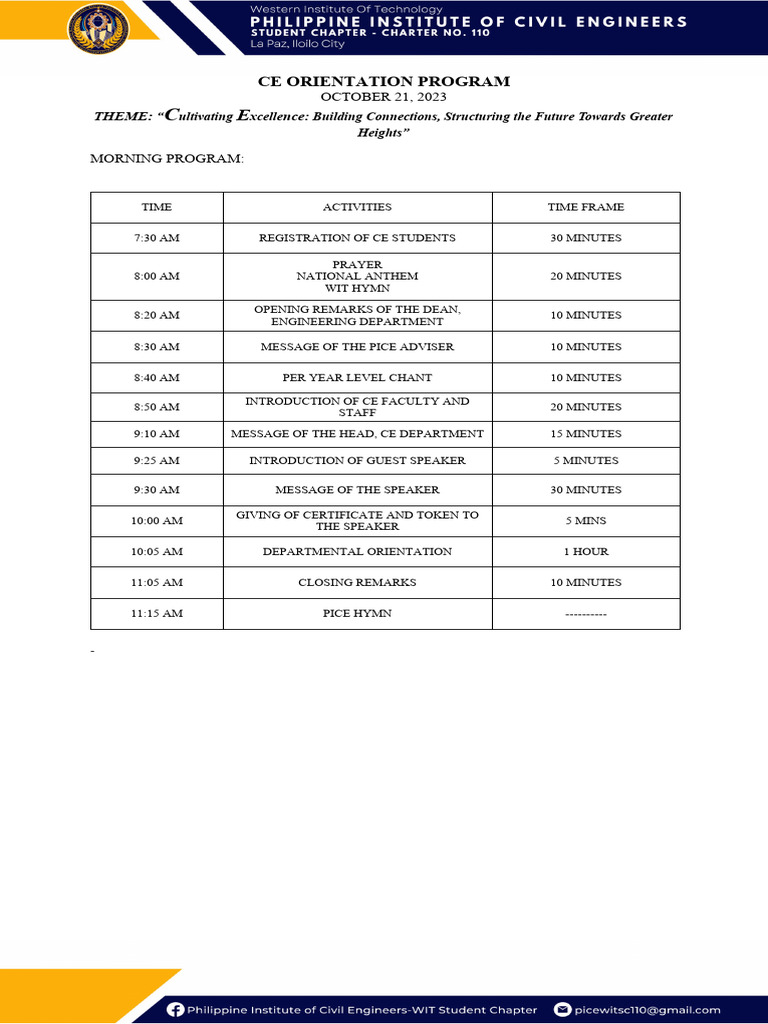 Ce Orientation Proram Flow | PDF