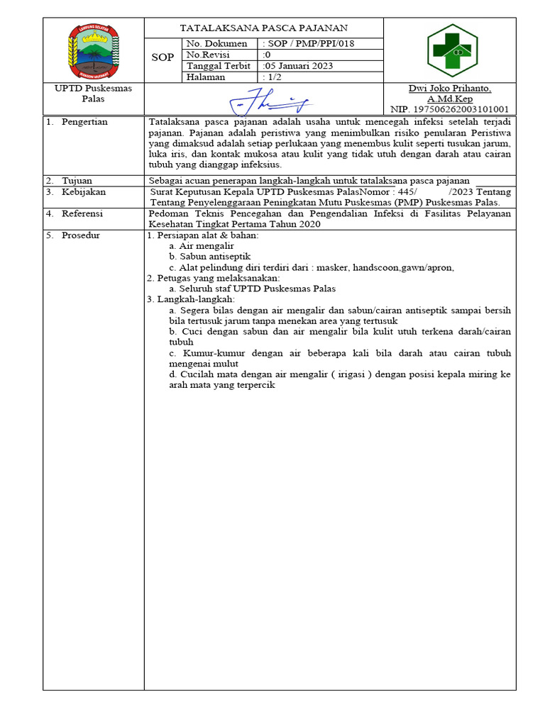 Sop Tatalaksana Pasca | PDF | Kesehatan Holistik | Sains & Matematika