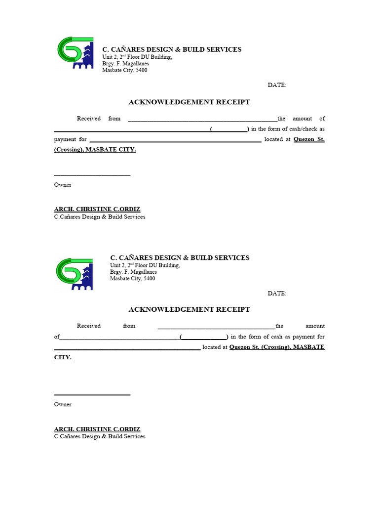 Acknowledgement Receipt Form | PDF