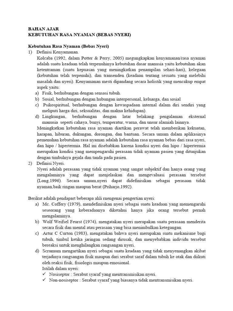 Pertemuan Vii Kebutuhan Rasa Aman Dan Nyaman | PDF