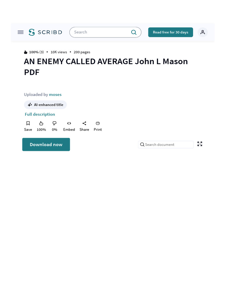 An Enemy Called Average John L Mason PDF: Search | PDF | Scribd | Websites