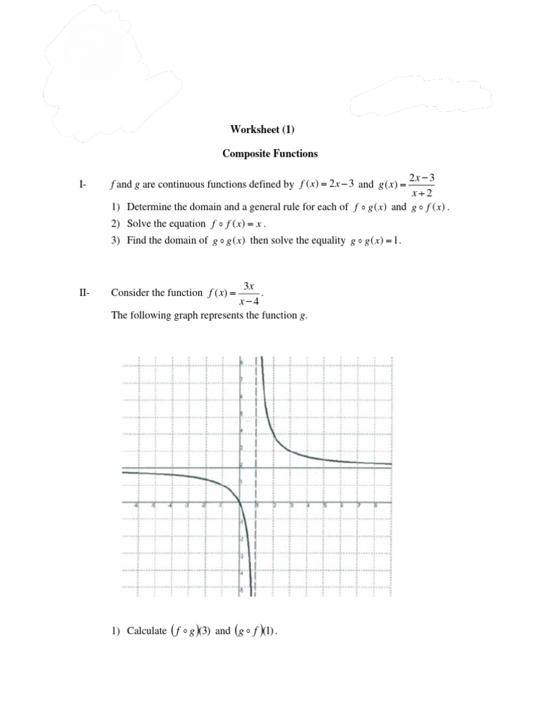 Composite Functions Worksheet 1 | PDF
