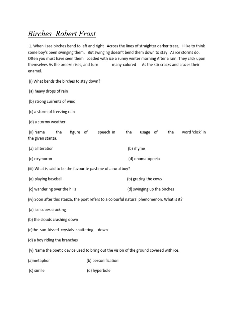 BIRCHES | PDF | Poetry | Metaphor