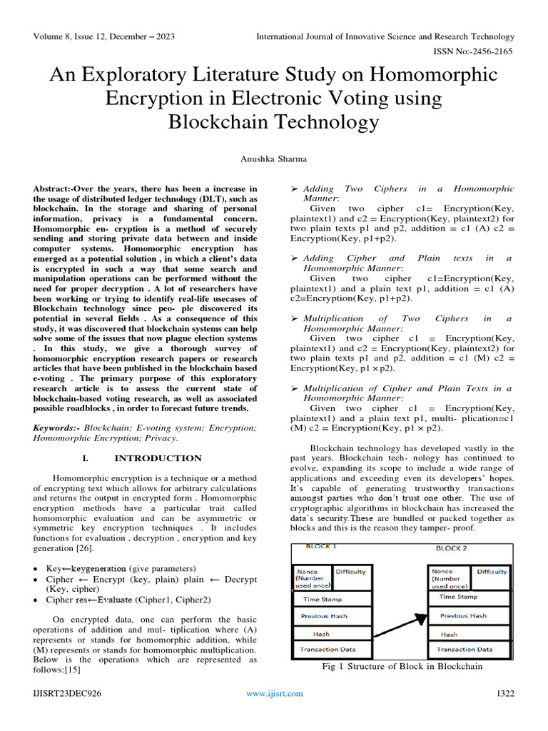 An Exploratory Literature Study On Homomorphic Encryption in Electronic ...