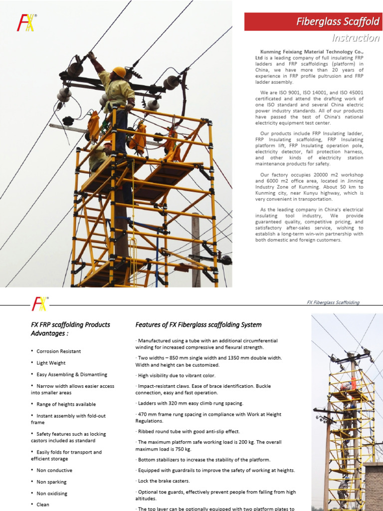 FX Fiberglass Scaffold Instruction | PDF | Scaffolding | Manufactured Goods