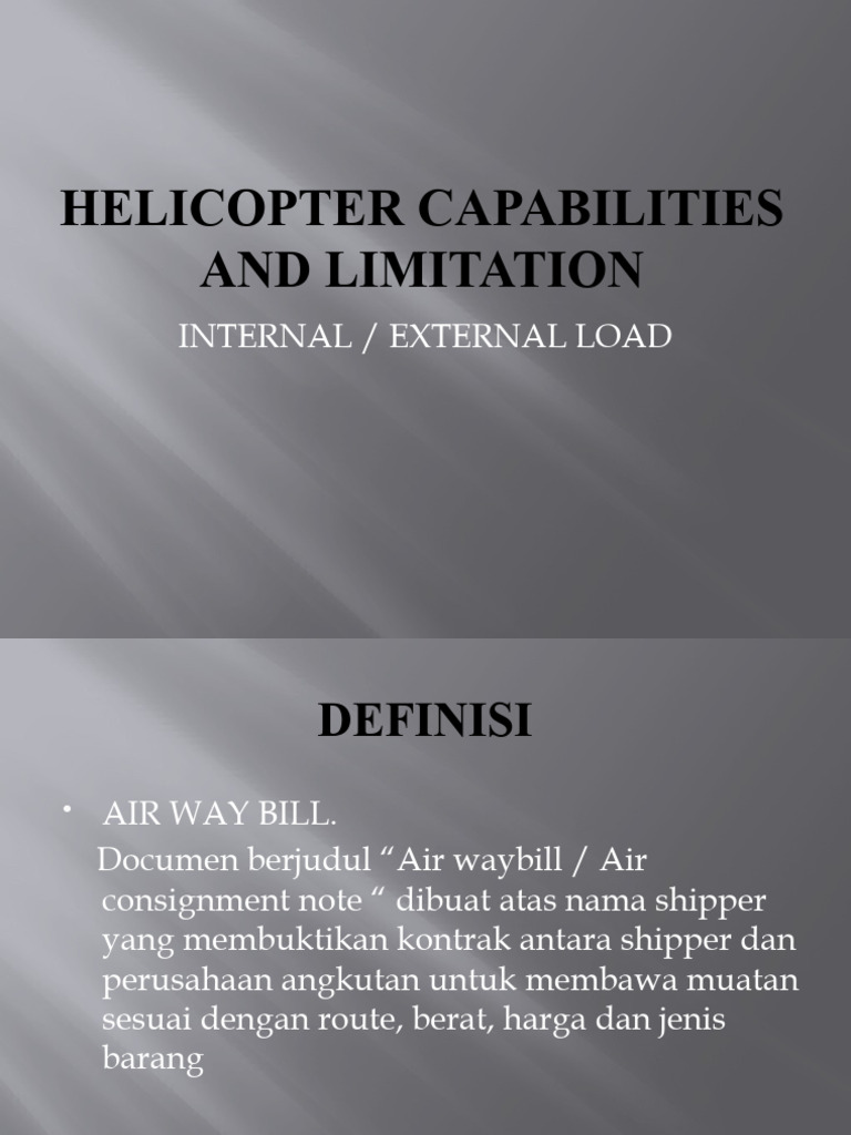 HELICOPTER CAPABILITIES and LIMITATIONS Hlo HLM | PDF | Bisnis