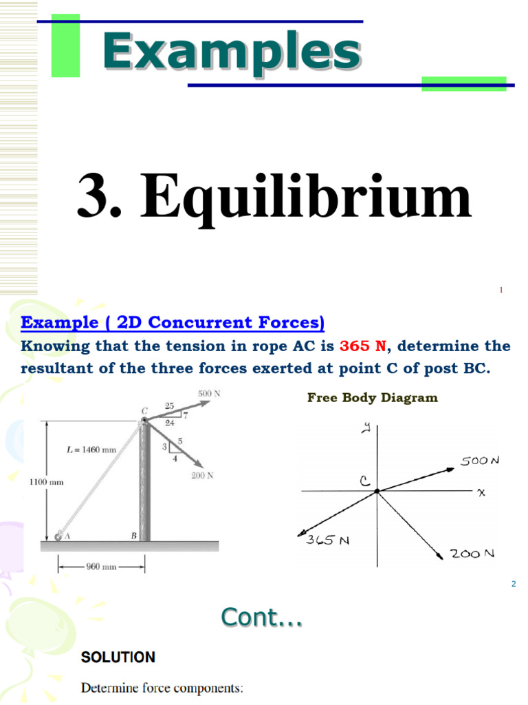 CH-3 Equilibrium Examples | PDF | Force | Tension (Physics)