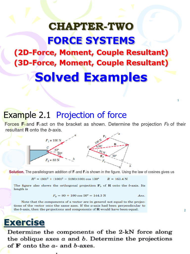 CH-2 Force Systems Examples (2D, 3D) | PDF