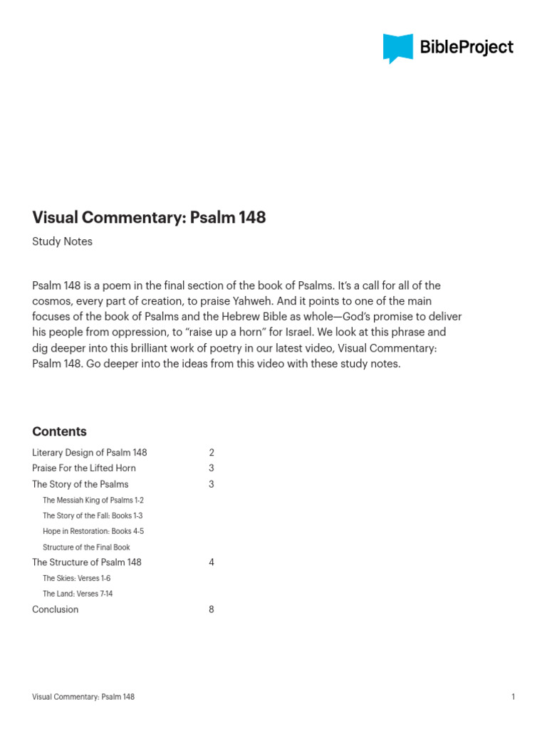 VC-Psalm 148 Study Notes v2 | PDF | Yahweh | Psalms