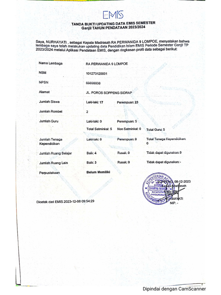 Tanda Bukti Updating Data Emis | PDF