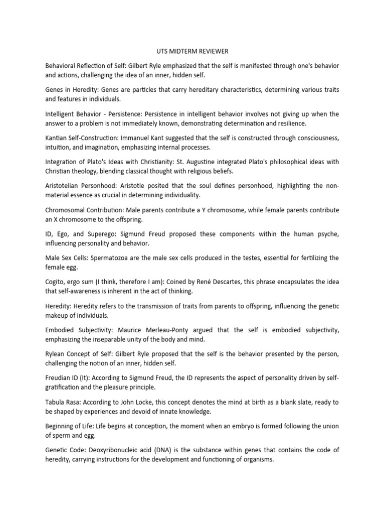 Uts Midterm Reviewer | PDF | Emotions | Psychology