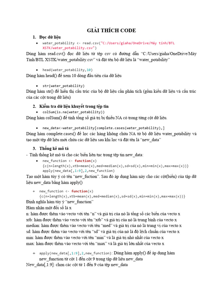 giải thích code | PDF