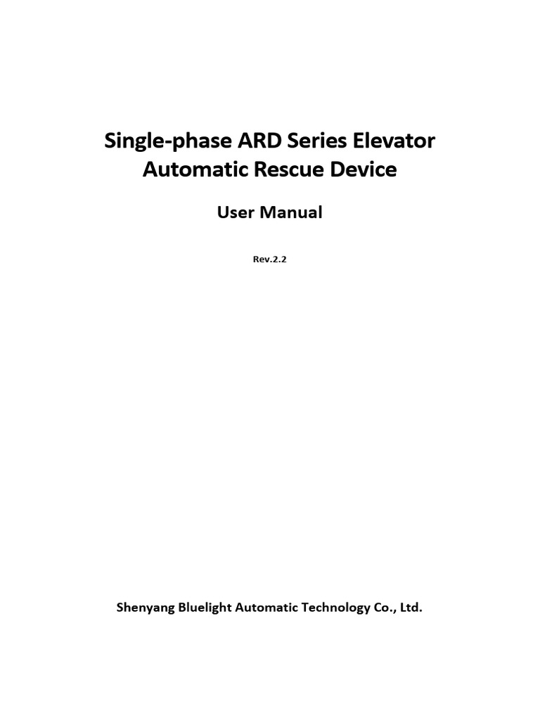 ARD Series Elevator Rescue Device Manual | PDF | Mains Electricity ...