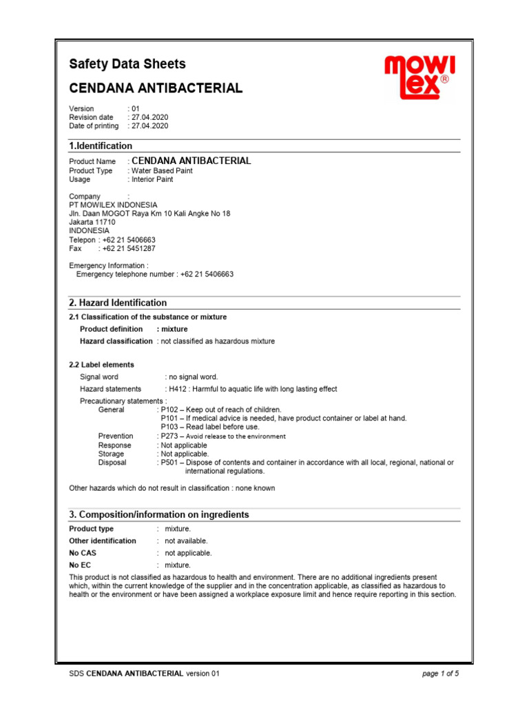 Sds Cendana Antibacterial - Eng | PDF | Safety | Occupational Safety ...