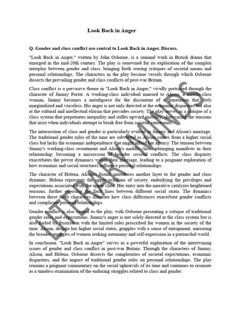 Look Back in Anger | PDF