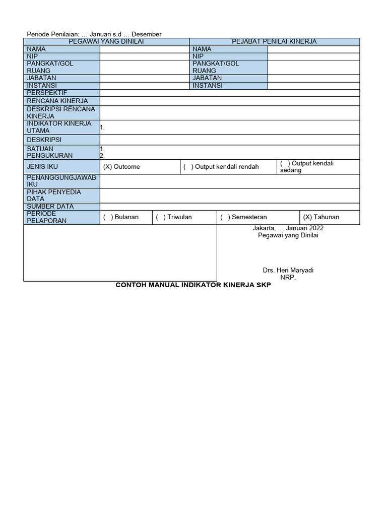 Form Manual Indikator | PDF