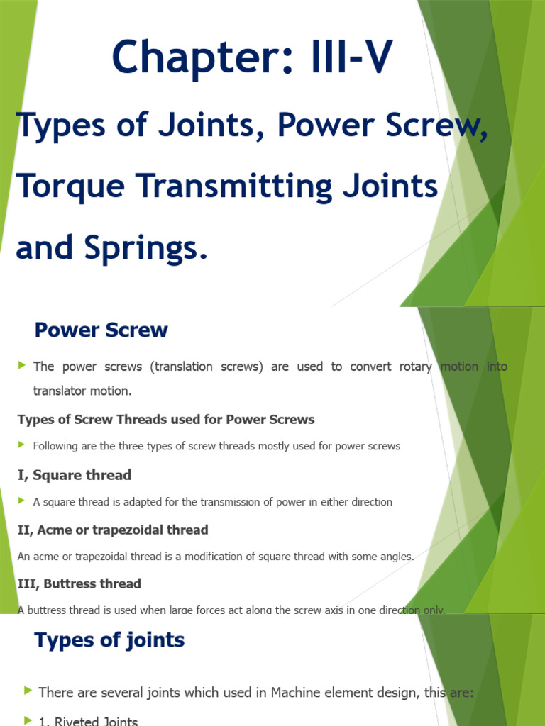 Chapter III-V Types of Joint and Torque Transmitting Joint | PDF ...