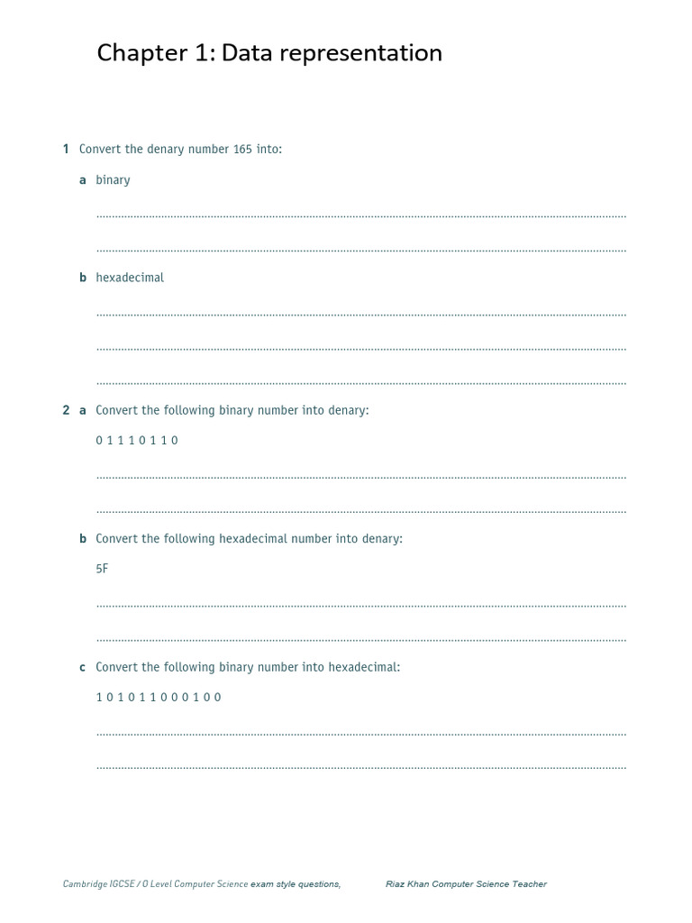 WB Chapter 1 Data Representation | PDF | Byte | Bit
