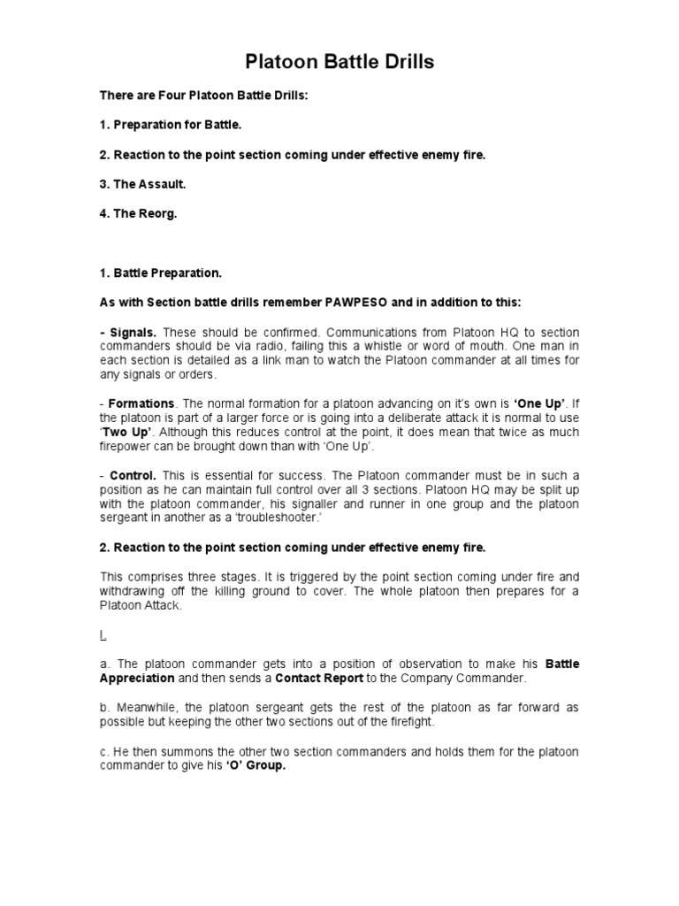 Platoon Battle Drills | PDF | Platoon | Company (Military Unit)